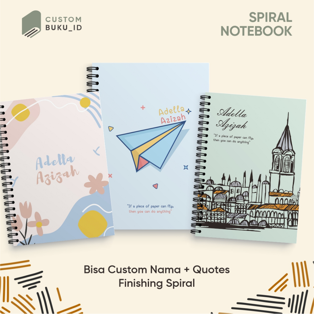 Jual CUSTOM NOTEBOOK SPIRAL - CUSTOM NAMA DAN QUOTES NOTEBOOK | Shopee ...
