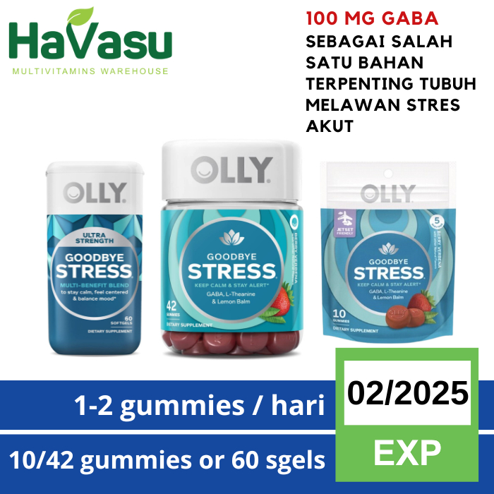 Jual OLLY Goodbye Stress Gummies GABA L-Theanine Lemon Balm Obat ...