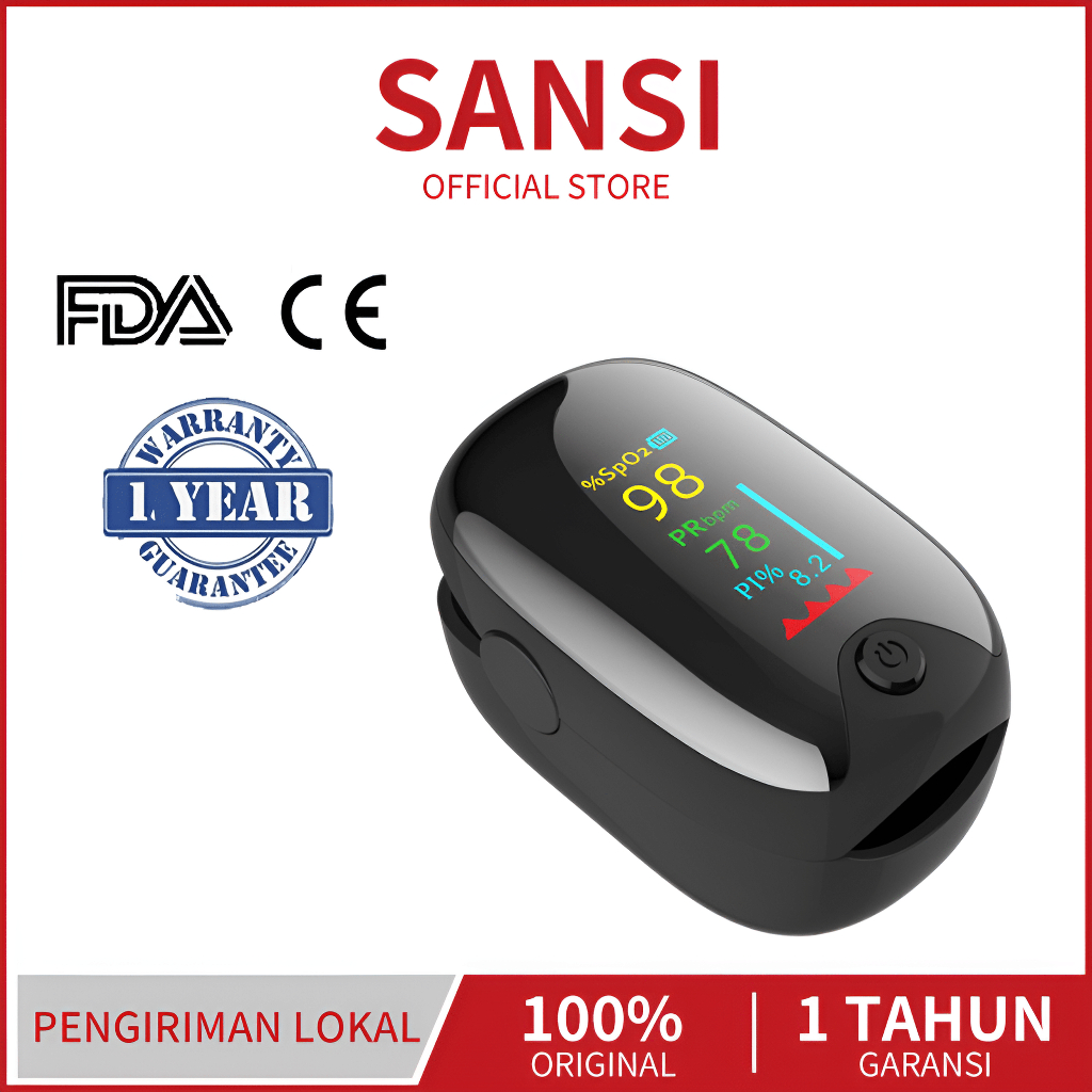 Jual Sansi Fingertip Pulse Oximeter Spo2 Oxymeter Hitam Saturasi Oksigen Oximeter Dewasa AD901 ...