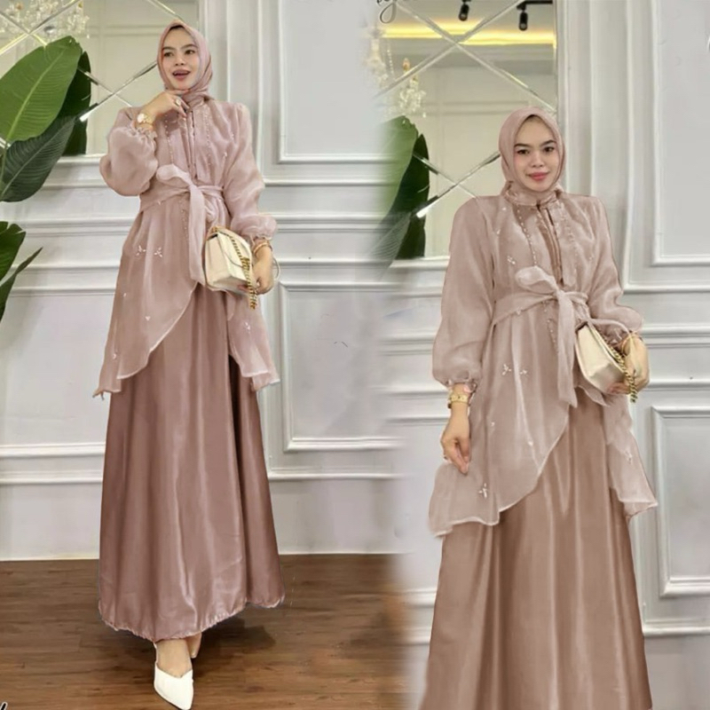 Jual Oneset Gamis Brukat FIDELYA Dress Kondangan Kekinian Gamis Maxmara ...