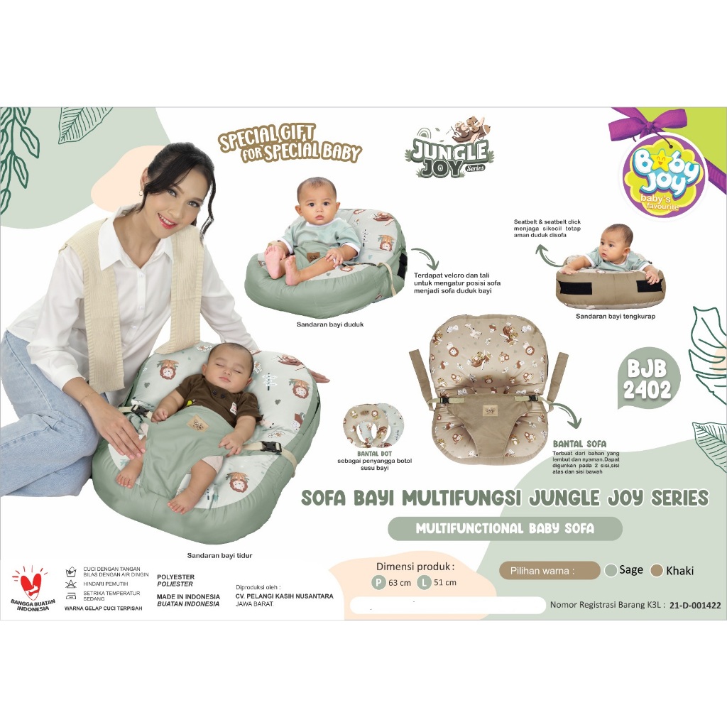 Jual Baby Joy Sofa Bayi Multifungsi (ada gasper ) + Bantal Dot Jungle Joy Series - BJB 2402 ...