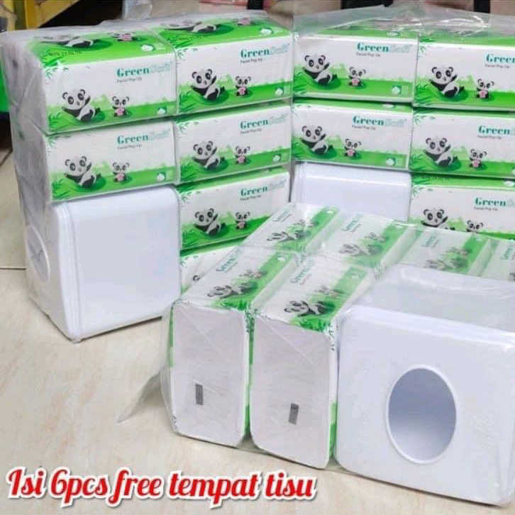 Jual [ISI 6] Tissue GREEN Soft Facial Pop Up 6PCS 130 Lembar (2ply ...