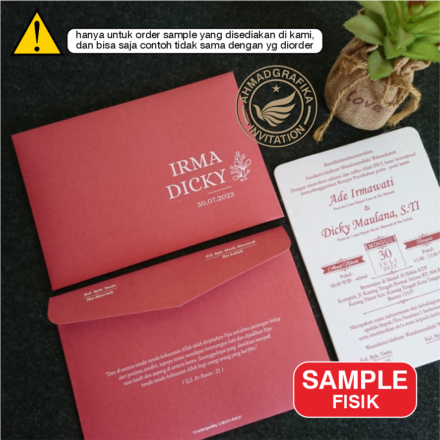 Jual Sample Undangan Single Hardcover | Plus Amplop Landscape | Custom ...