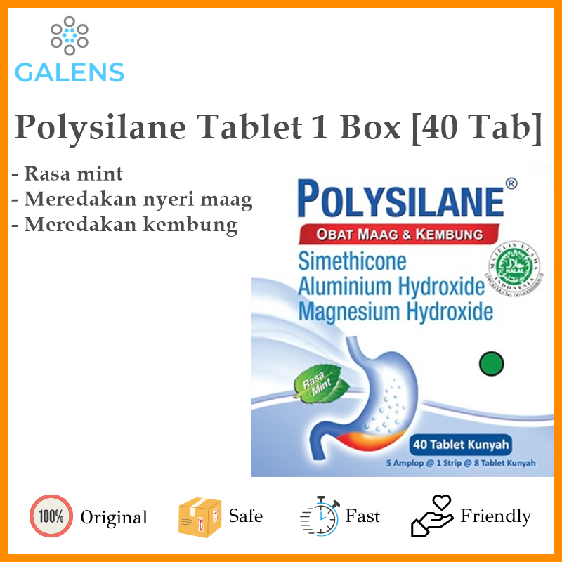 Jual Polysilane Tablet - 5 Strip @ 8 Tablet Kunyah - Obat Maag dan ...