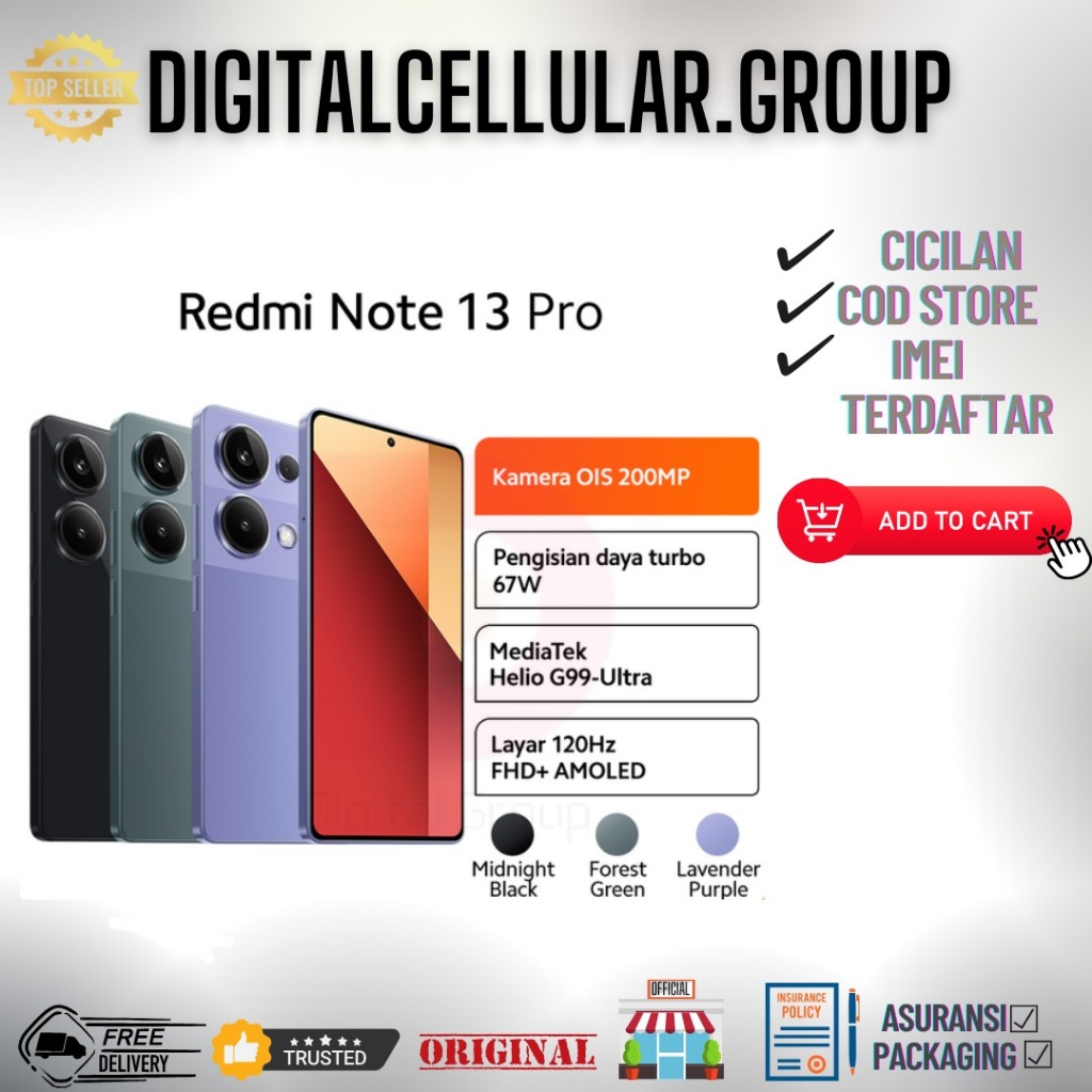 Jual XIAOMI REDMI NOTE 13 PRO 8/256GB 4G 8/256GB 12/512GB 5G | Shopee ...