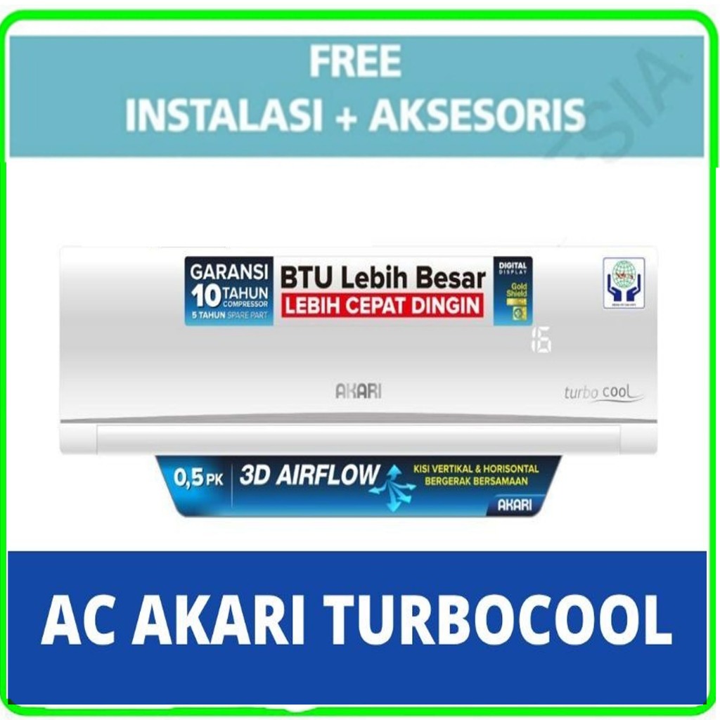 Jual AC AKARI 1/2 PK + PASANG AKARI A-05TC88 LOW WATT 400W - TURBO COOL ...