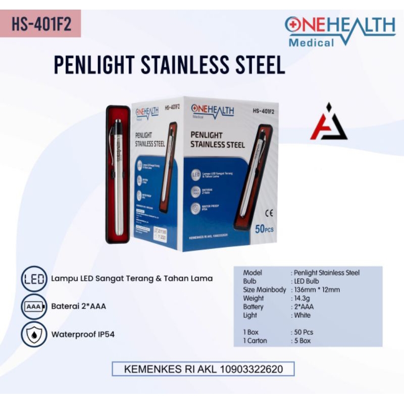 Jual Penlight LED Stainless Steel Onehealth / General Care / Senter ...