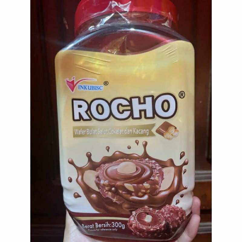Jual Rocho wafer bulat salut coklat & kacang 300g Kemasan mirip Roka ...
