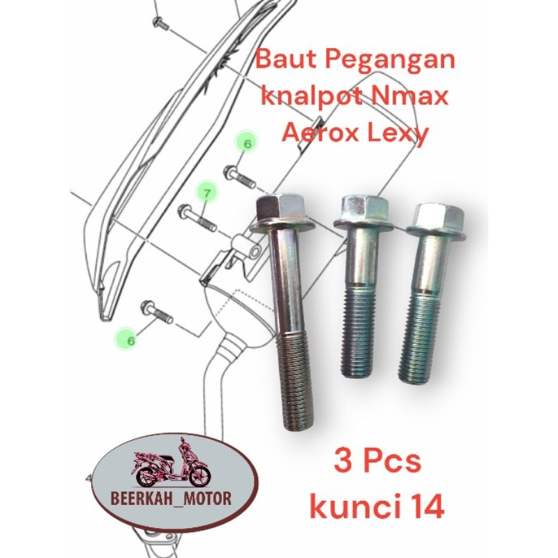 Jual Baut pegangan Knalpot Motor Nmax Aerox Lexy 3pcs | Shopee Indonesia