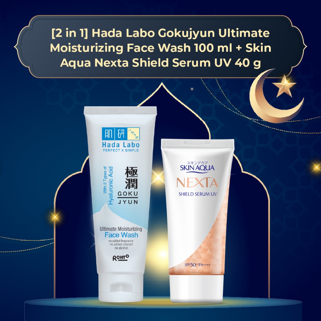 Jual [2 in 1] Hada Labo Gokujyun Ultimate Moisturizing Face Wash 100 ml + Skin Aqua Nexta Shield ...