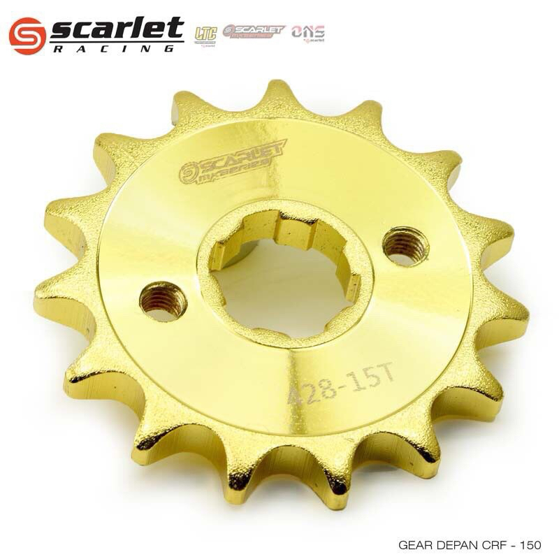 Jual Scarlet racing - Gear Depan Gigi Tarik Gir Gold CRF KLX WR 14T 15T ...
