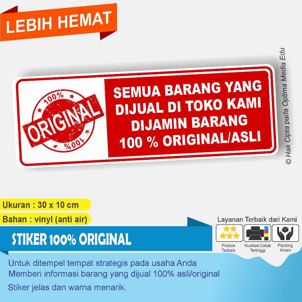 Jual CETAK STIKER 100 PERSEN ORIGINAL BARANG YANG DIJUAL DI TOKO ANDA ...
