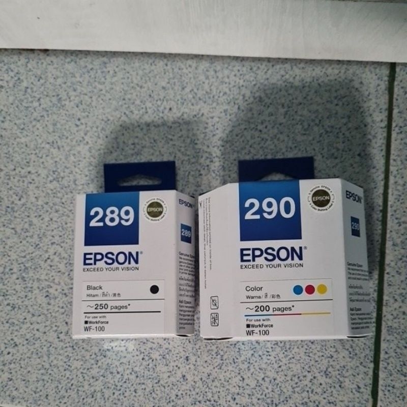 Jual Tinta Epson 289 Black + 290 Colour Original for printer WF-100 ...