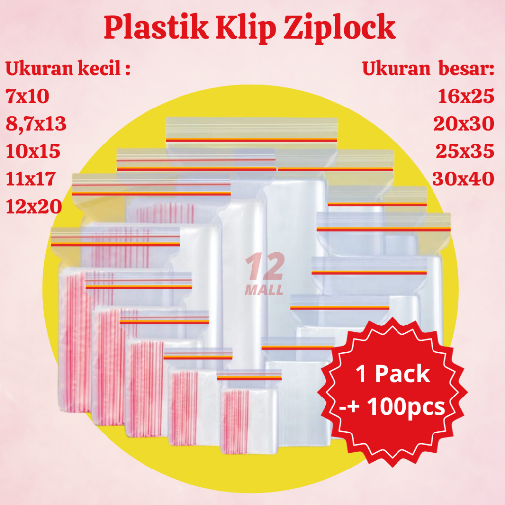 Jual 20x30 CM - Plastik Klip Ziplock Bening isi 100PCS Ukuran Sedang ...