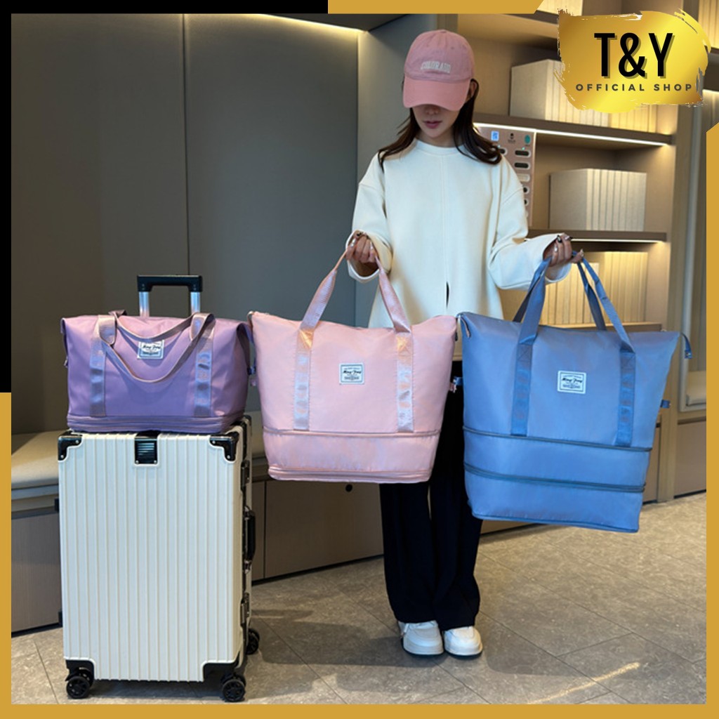 Jual T&Y Tas Travel Lipat Motif Polos Warna Besar 3 Tingkat Foldable ...