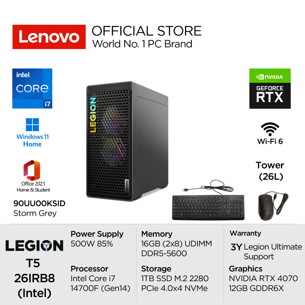 Jual Lenovo PC Legion T5 26IRB8 KSID Intel Core i7 14700KF Win11 16GB ...