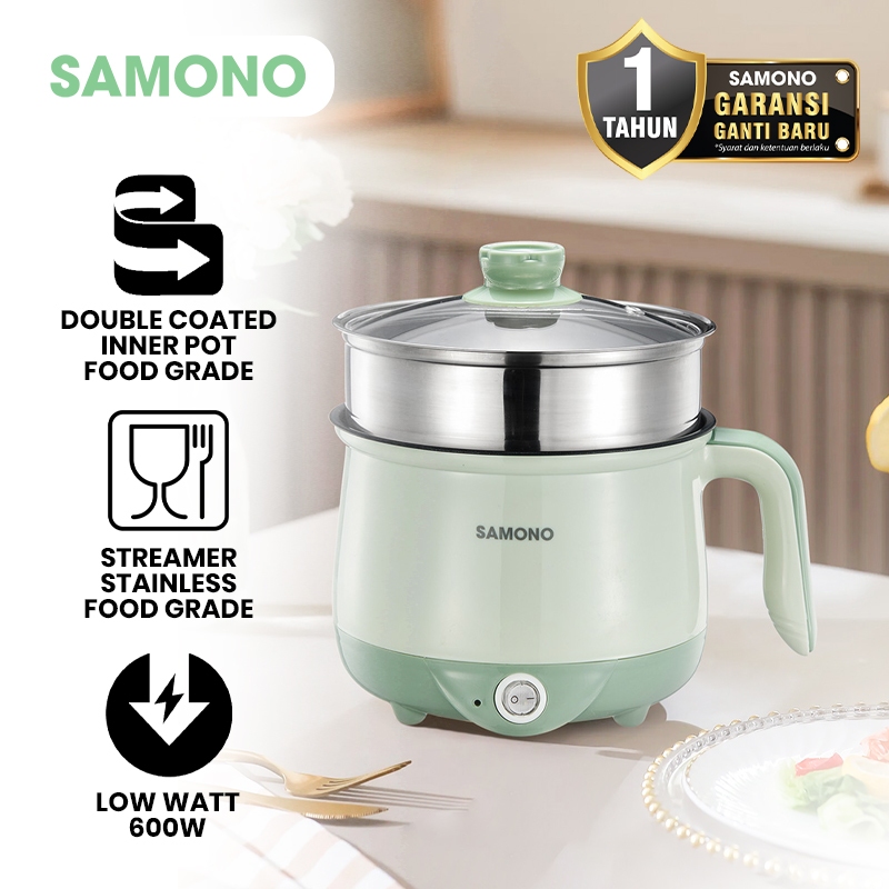 Jual SAMONO Panci Listrik 1,5 Liter Fry Pan Teflon Keramik Kukusan ...