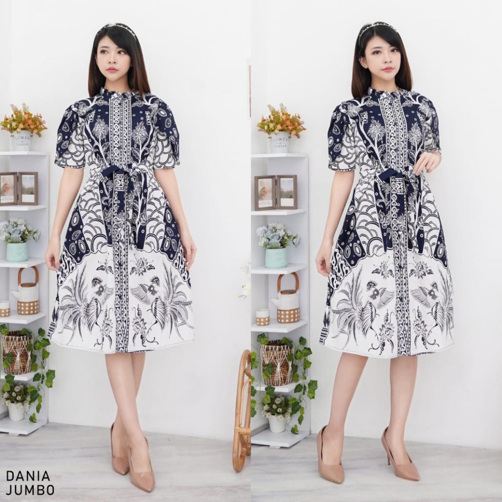 Jual Dania Dress Batik Modern Wanita Gaun Terusan Jumbo | Shopee Indonesia