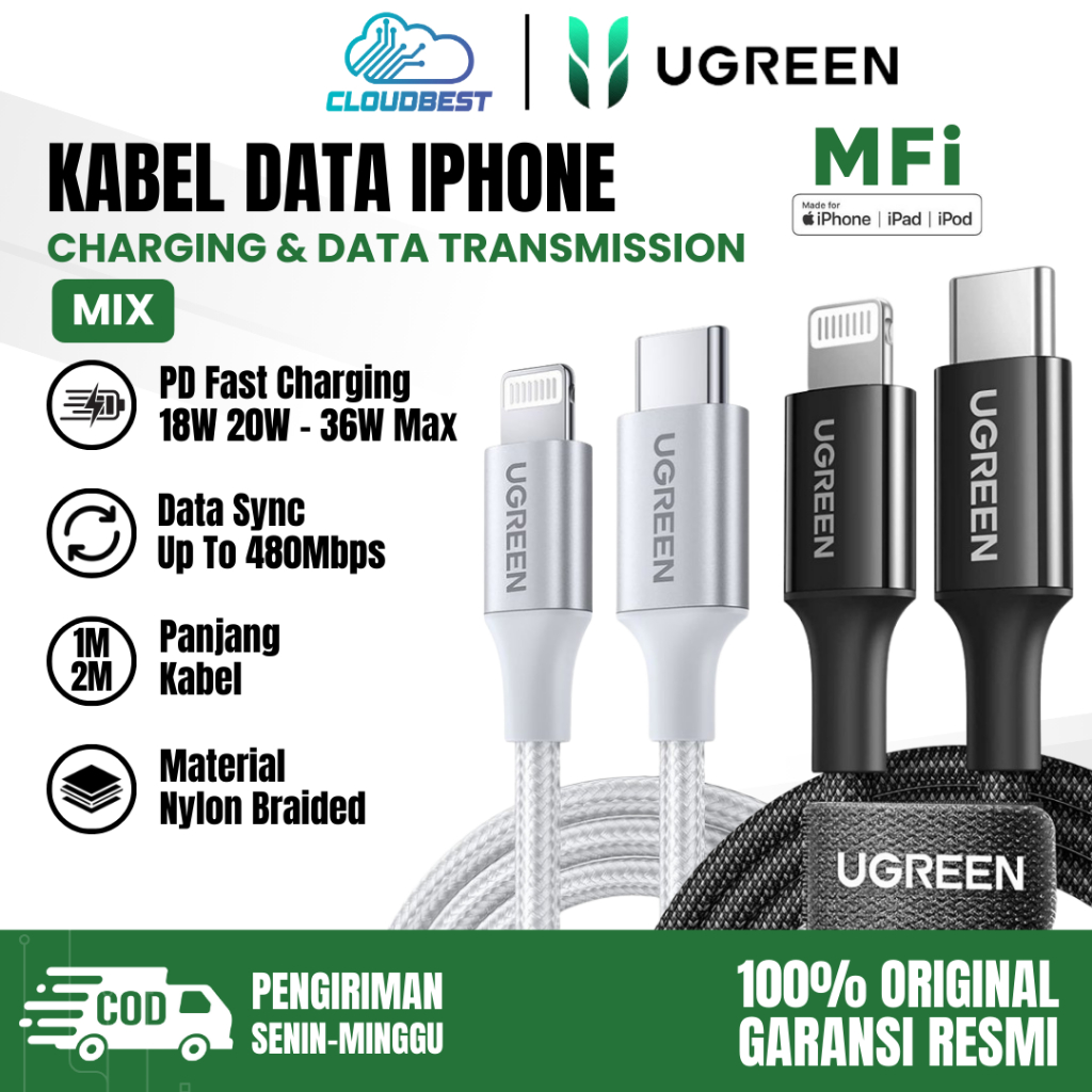 Jual UGREEN Kabel MFI For iPhone 11 12 13 14 Pro PD Type C To Lightning MFI FAST Charging ...