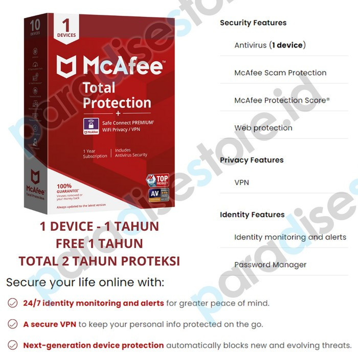 Jual Antivirus McAfee Total Protection 1 User / 1 Device 1 Tahun - 2 ...