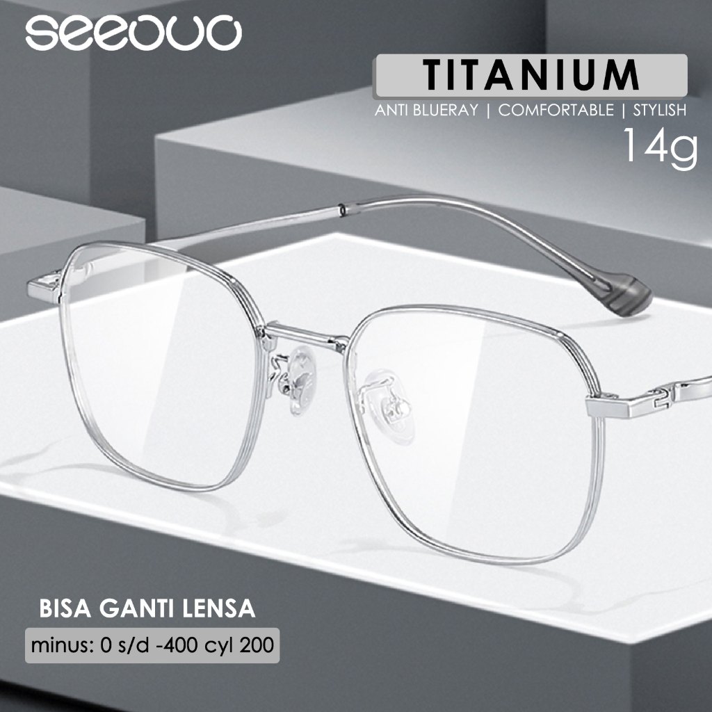 Jual Seeouo Kacamata Antiradiasi Blueray Style Kotak Simple Kekinian Titanium Light Frame Unisex ...