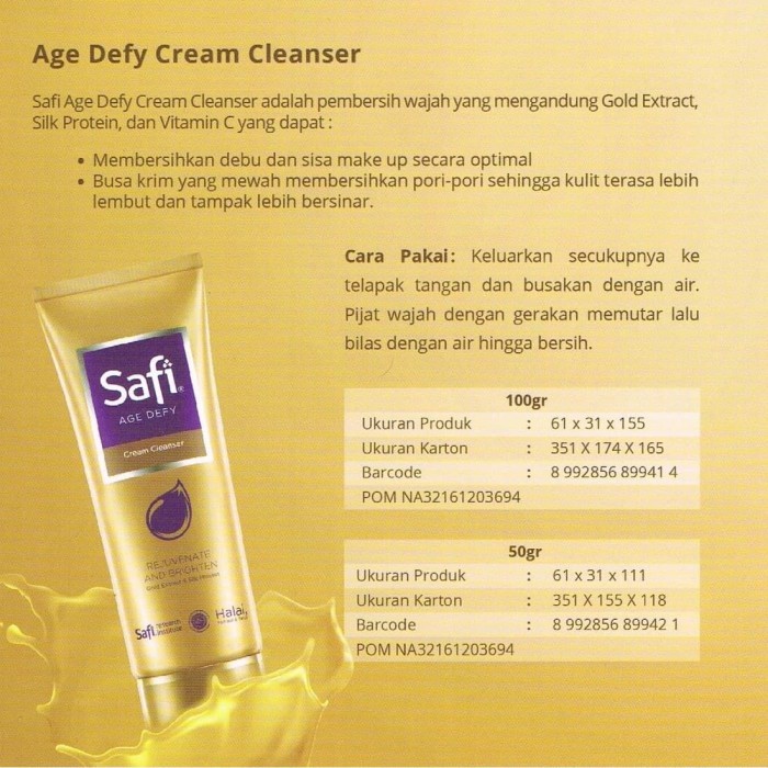 Jual SAFI AGE DEFY CREAM CLEANSER 100 GR | Shopee Indonesia