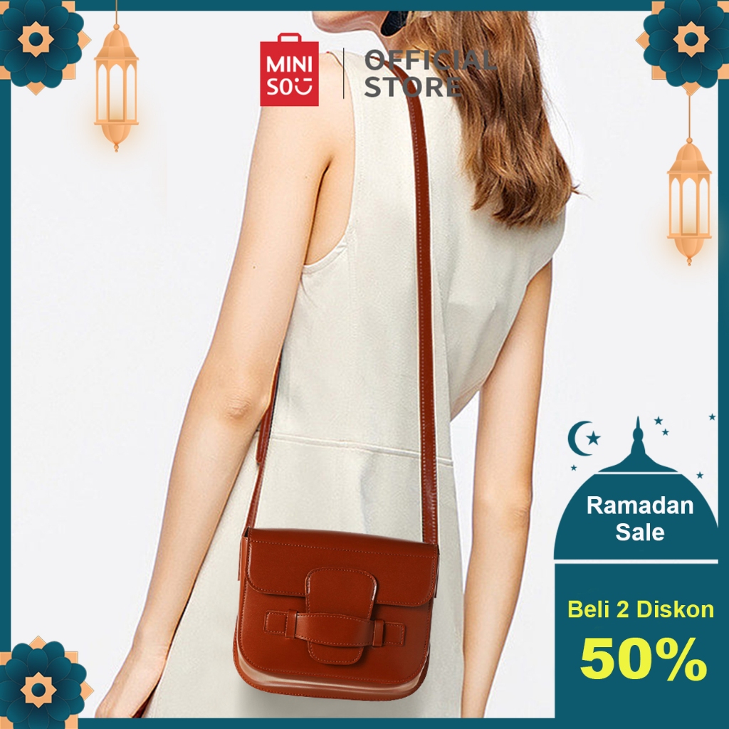 Jual [2pcs Diskon 50%] MINISO Tas Selempang Wanita Vintage Tas Saddle ...