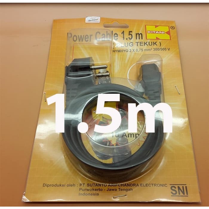 Jual Kabel POWER 1,5 M KITANI Cable Listrik NYMHY 3x0,75 10A Steker ...