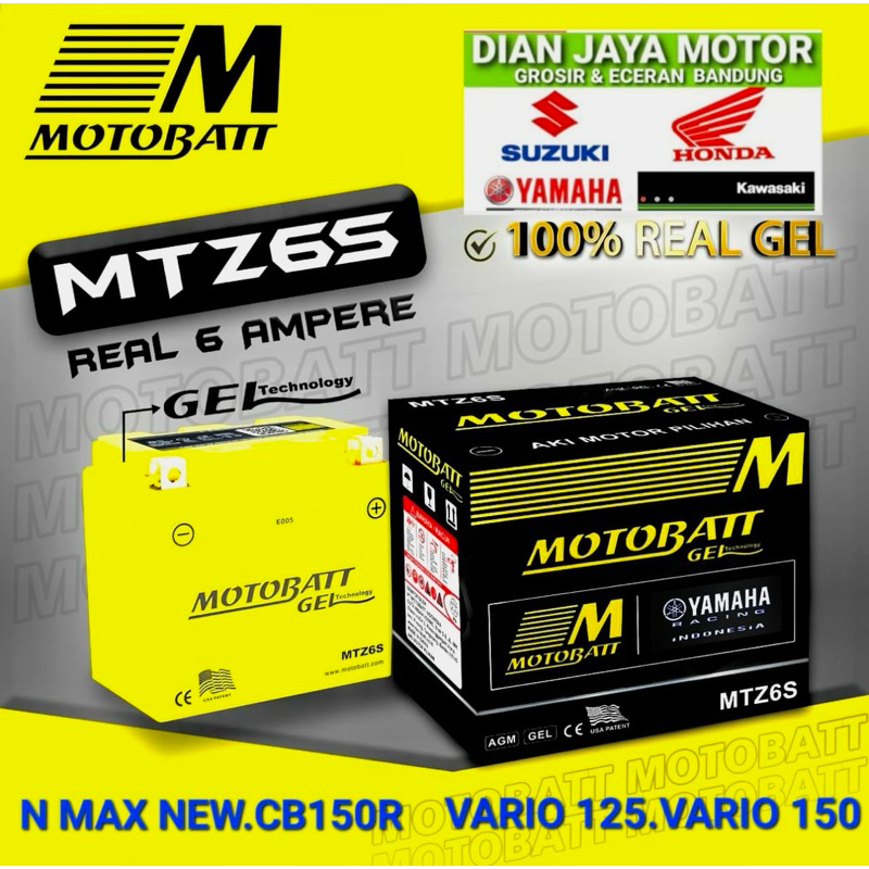 Jual ( motobatt ) Aki motor MTZ6S Satria FU CB150R Vario 125 Vario 150 Klx 150 Sonic new vario ...