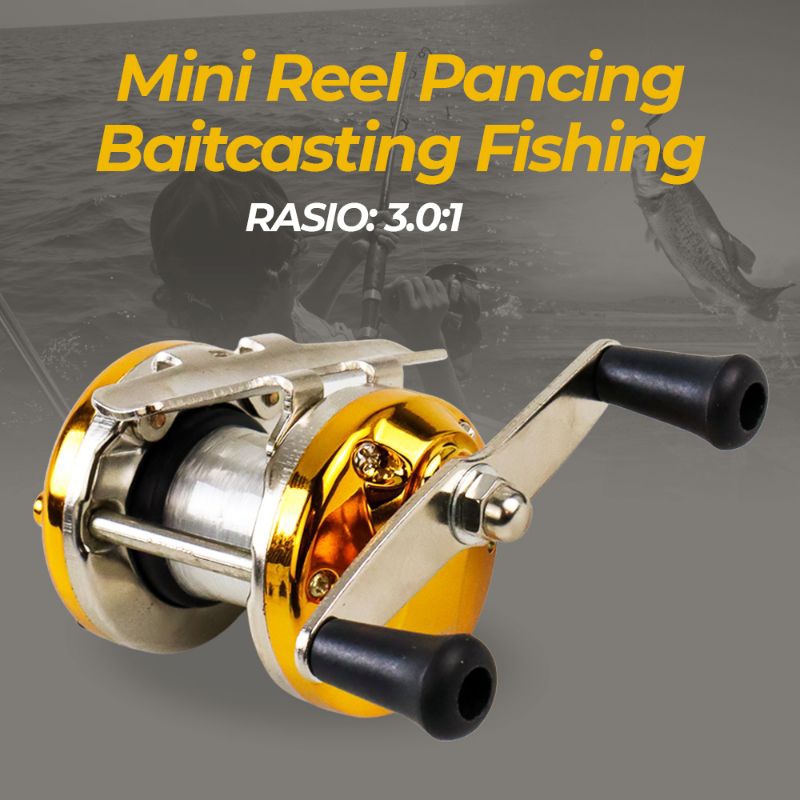 Jual Mini Reel Pancing Baitcasting Fishing 3.0:1 - AC100 - Golden ...