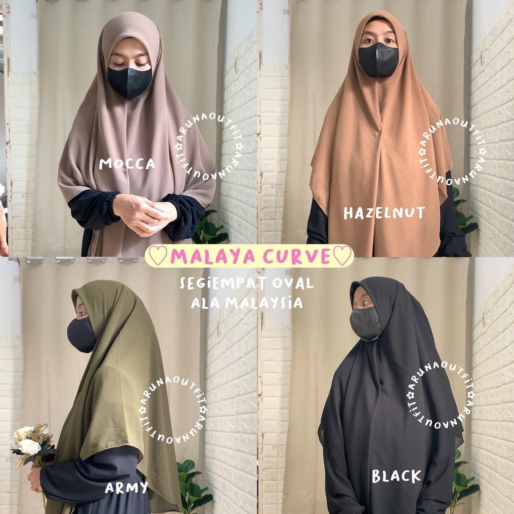 Jual ArunaOutfit - 110k Get 3 Malaya Curve (hijab segiempat oval syar'i) size 130*130cm | Shopee ...