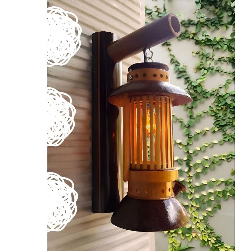 Jual lampu dinding bambu dekorasi bambu lampu dekorasi rumah teras ...