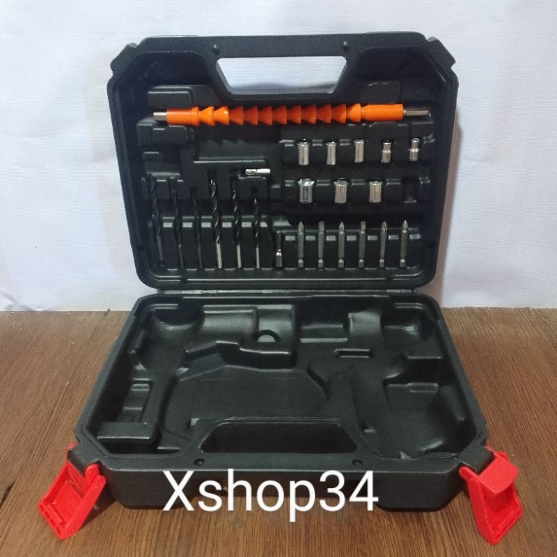 Jual tool box kotak koper bor cordless 12v lengkap dengan mata bor bit ...