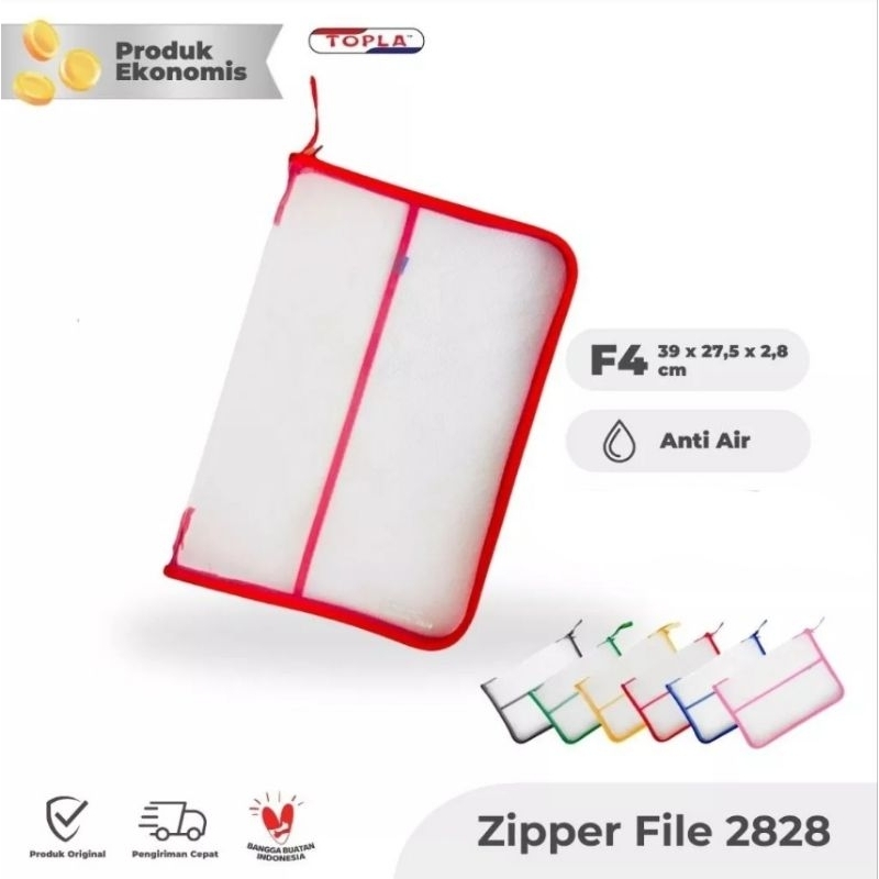 Jual Zipper File Bag Folio, Map Plastik Resteling F4 2828 TOPLA ...