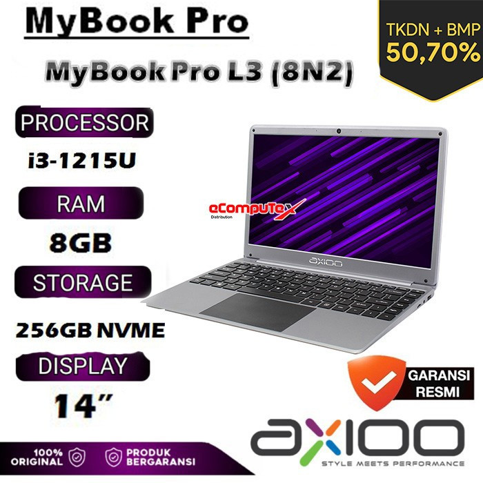 Jual LAPTOP AXIOO MYBOOK PRO L3 (8N2) i3-1215U 8GB 256GB NVME 14" INCH ORIGINAL GARANSI RESMI ...