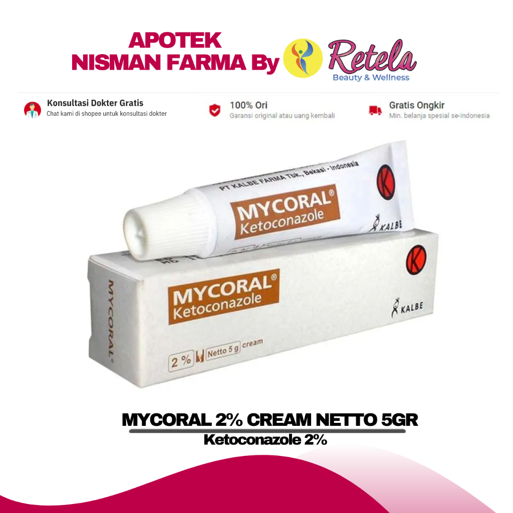 Jual MYCORAL 2% CREAM 5GR ( Ketoconazole 2% ) / Krim Anti Jamur / Kurap ...