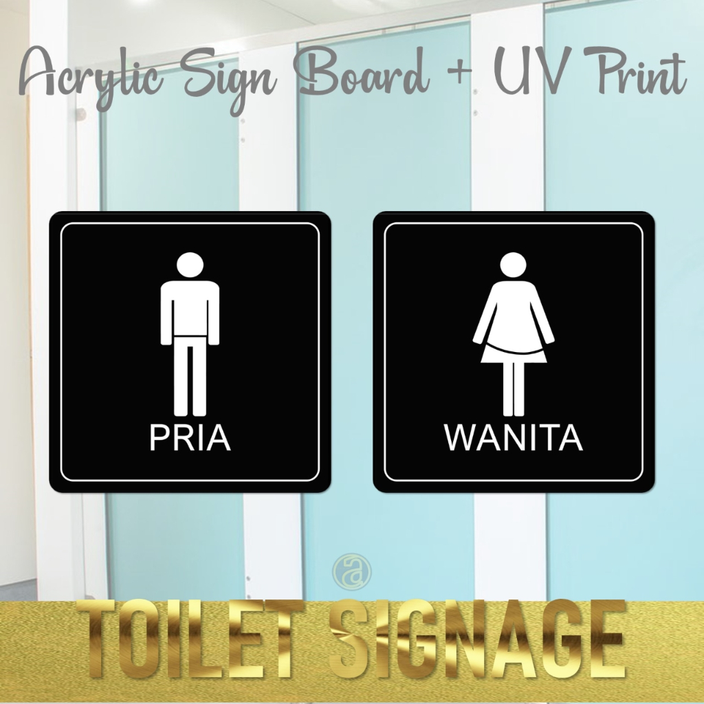 Jual Sign Toilet Pria Wanita Akrilik 12x12cm Untuk Tempel Pintu WC ...