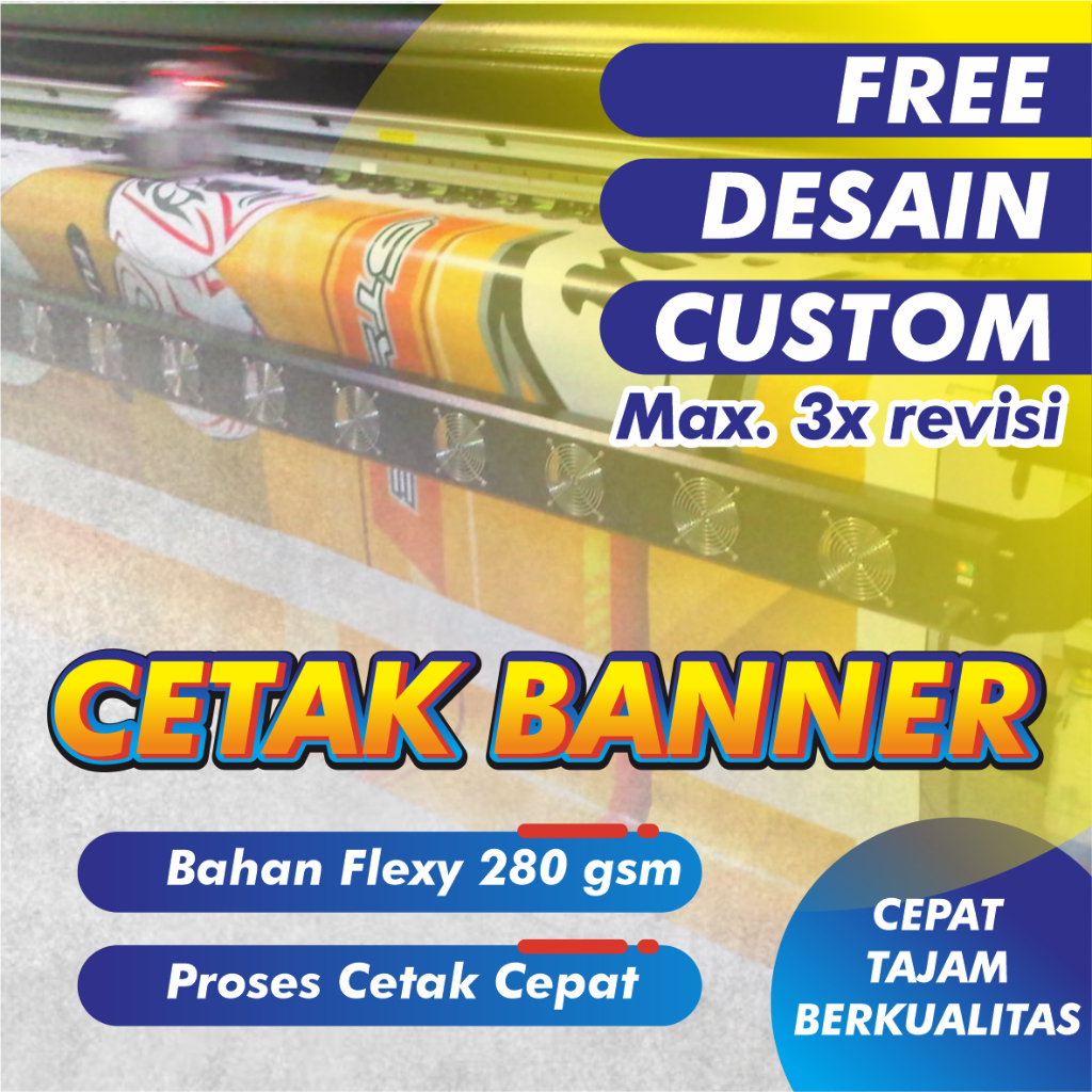 Jual Cetak Banner Bahan Flexi 280gr Spanduk Backdrop FREE Desain Custom ...