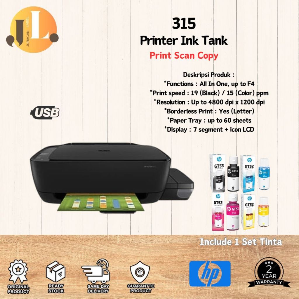 Jual Printer HP 315 Ink Tank Color All in One Inkjet A4 HP315 Garansi ...
