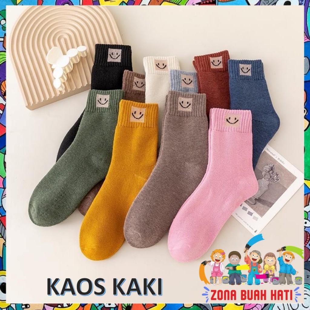 Jual ZBH Kaos Kaki Panjang 6957 Motif Cute Smile College Kaus Kaki ...