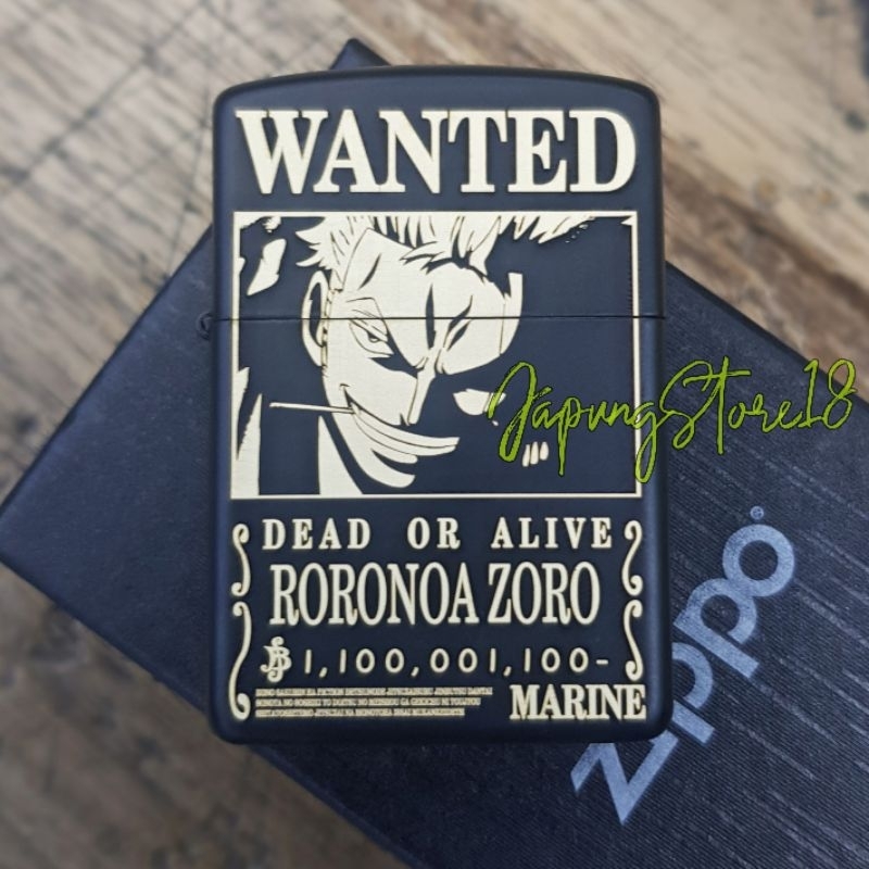 Jual Zippo Zoro Wanted One piece Grafir laser | Shopee Indonesia