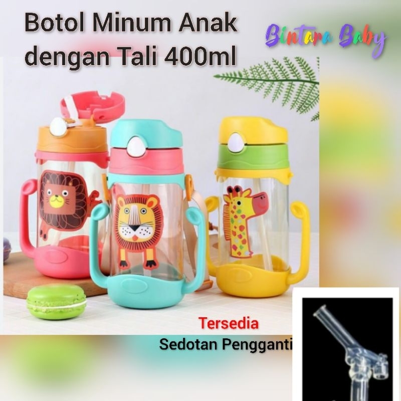 Jual Botol Minum Anak Bertali 400ml dengan Gagang / Sedotan Pengganti Botol Minum Wild | Shopee ...