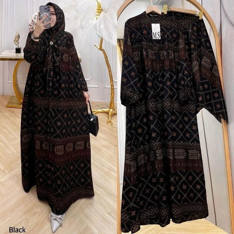 Jual Eveline Gamis Set Hijab | Gamis Rayon Diamond | Gamis Rayon Motif ...