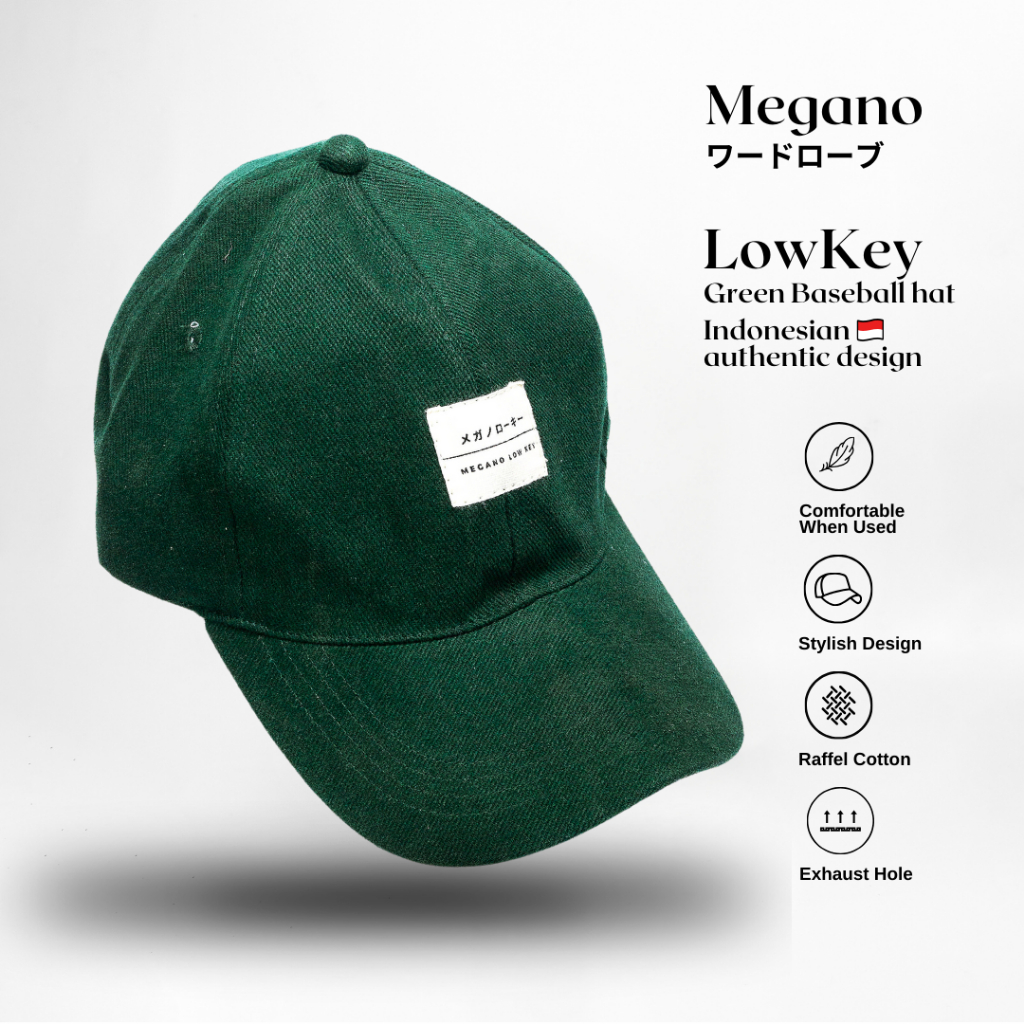 Jual Megano.co - Low Key Baseball Cap Green Bottle | Topi Baseball ...