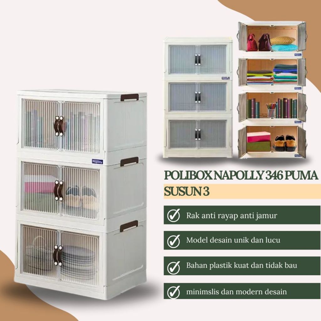Jual LEMARI PLASTIK SUSUN 3 POLIBOX NAPOLLY TUMPUK SERBAGUNA MURAH KUAT ...