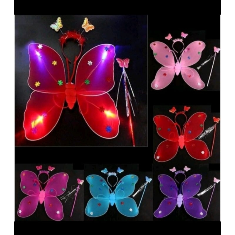 Jual Sayap Kupu Kupu Anak 3in1 LED dan Non LED | Shopee Indonesia