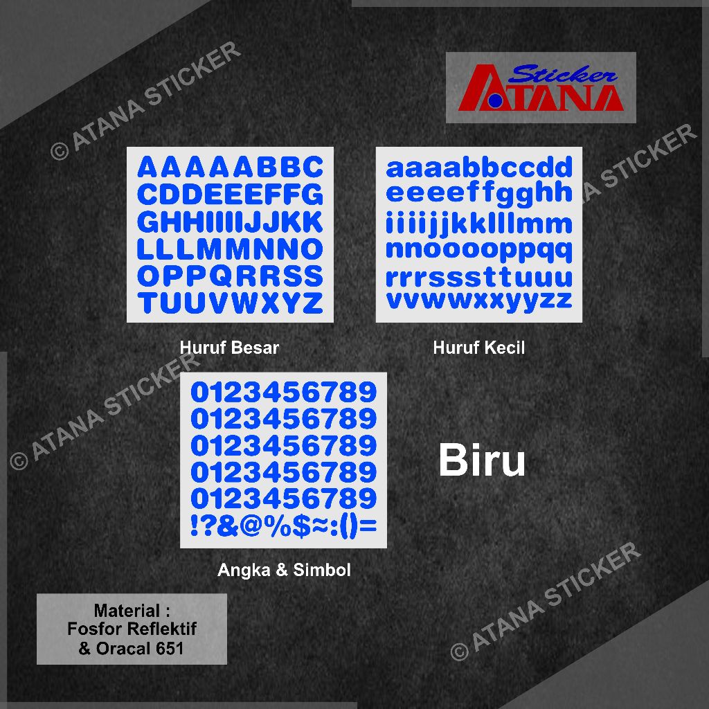 Jual Stiker Cutting Abjad Alphabet Huruf Besar Kecil Kapital Angka ...