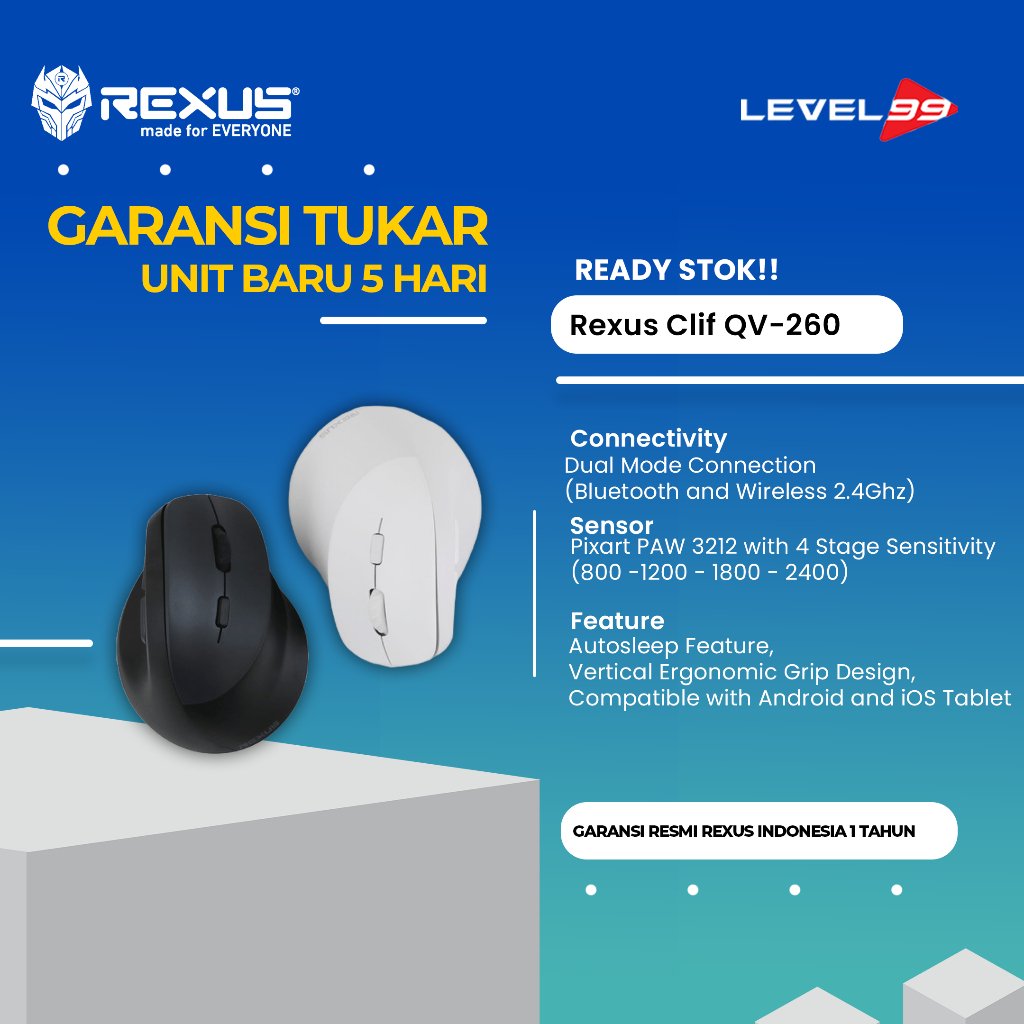 Jual Rexus Mouse Vertical Wireless Clif QV-260 | Shopee Indonesia