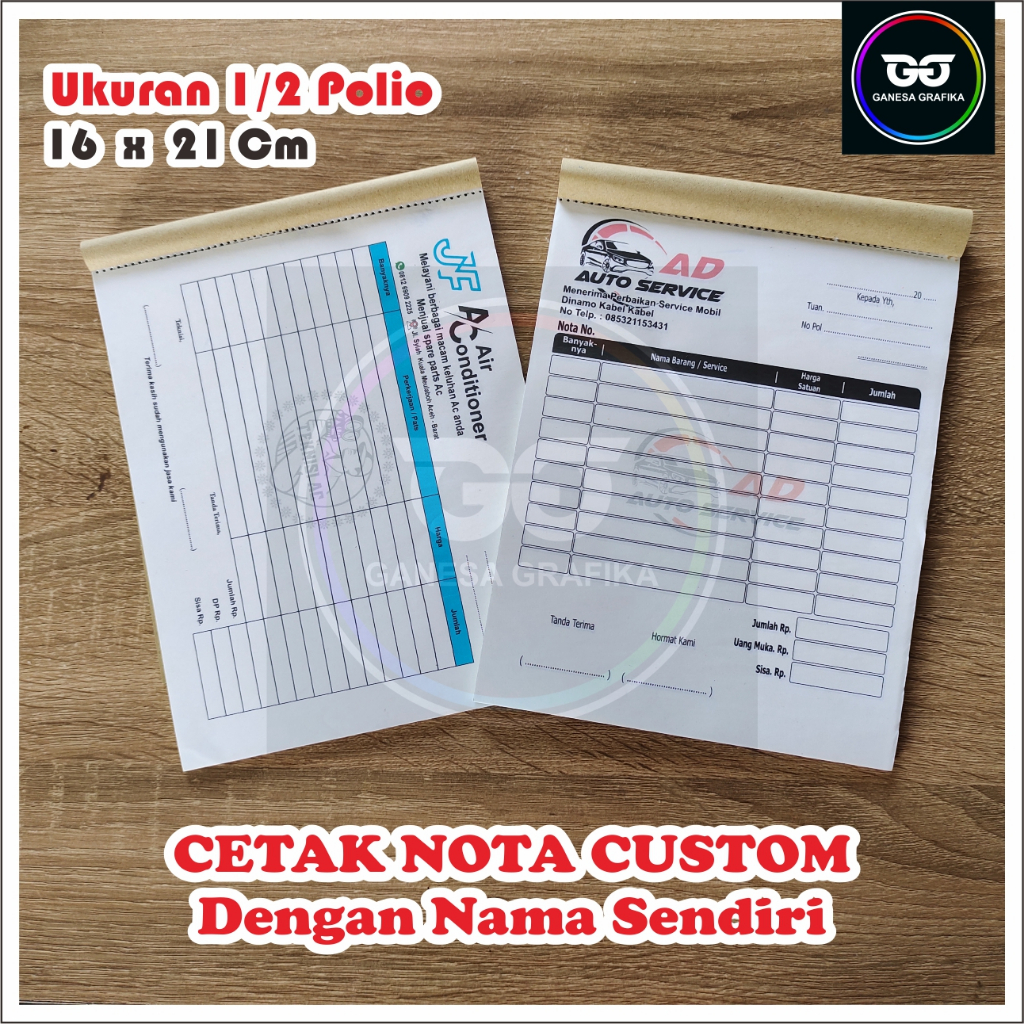 Jual CETAK NOTA CUSTOM NAMA SENDIRI FULL COLOR UKURAN 1/2 Polio 16 x 21 ...