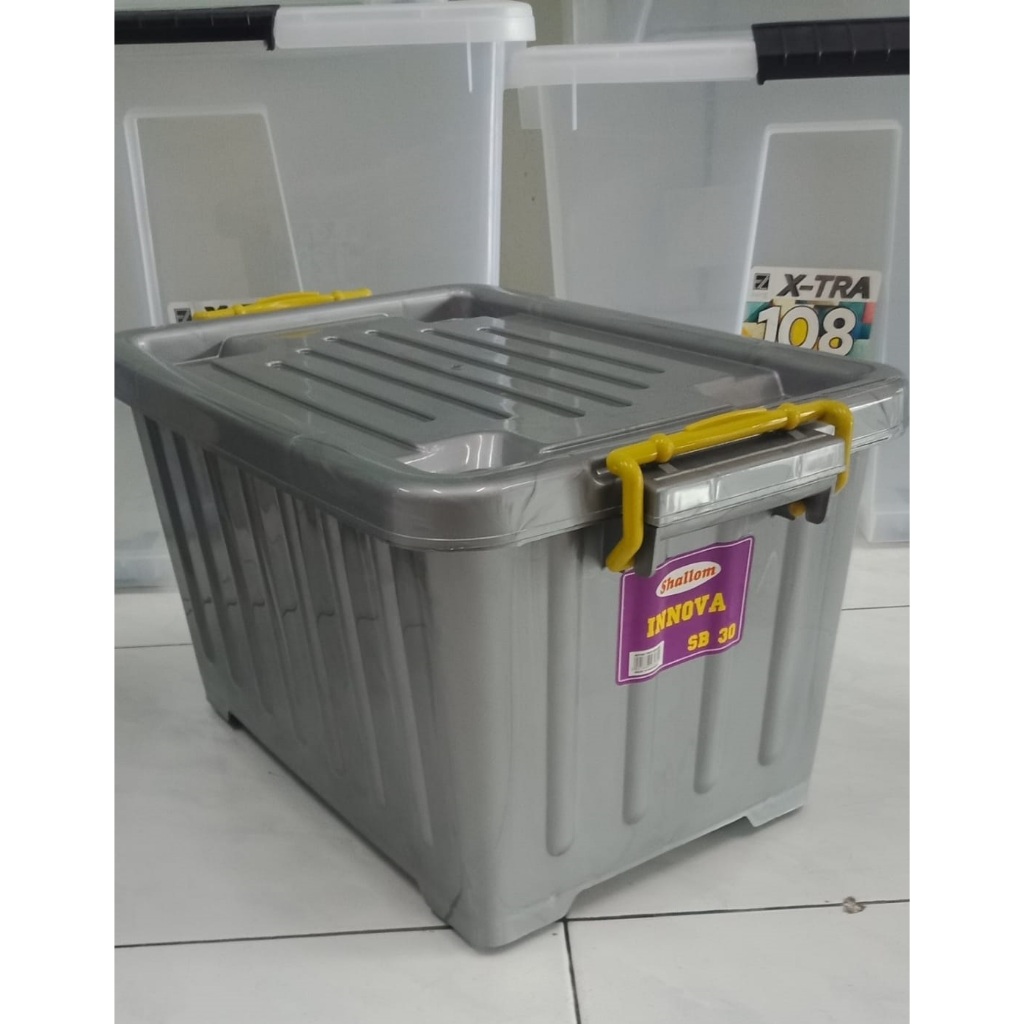 Jual Box Container 30 liter Abu dengan Roda Kotak Innova SB30 Silver ...